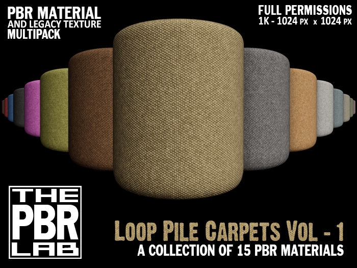 Second Life Marketplace - The PBR Lab - Loop Pile Carpets Vol 1 Multipack - PBR Materials & 3D ...